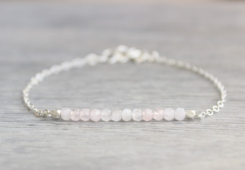 Rose Quartz Bracelet // .925 Sterling Silver Rose Quartz - Etsy
