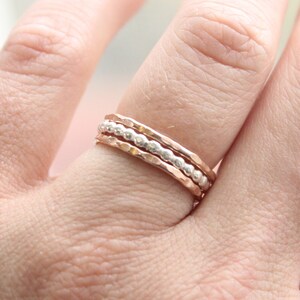 Stacking Rings // Set of 3 Simple Sterling Silver and Rose Gold ...