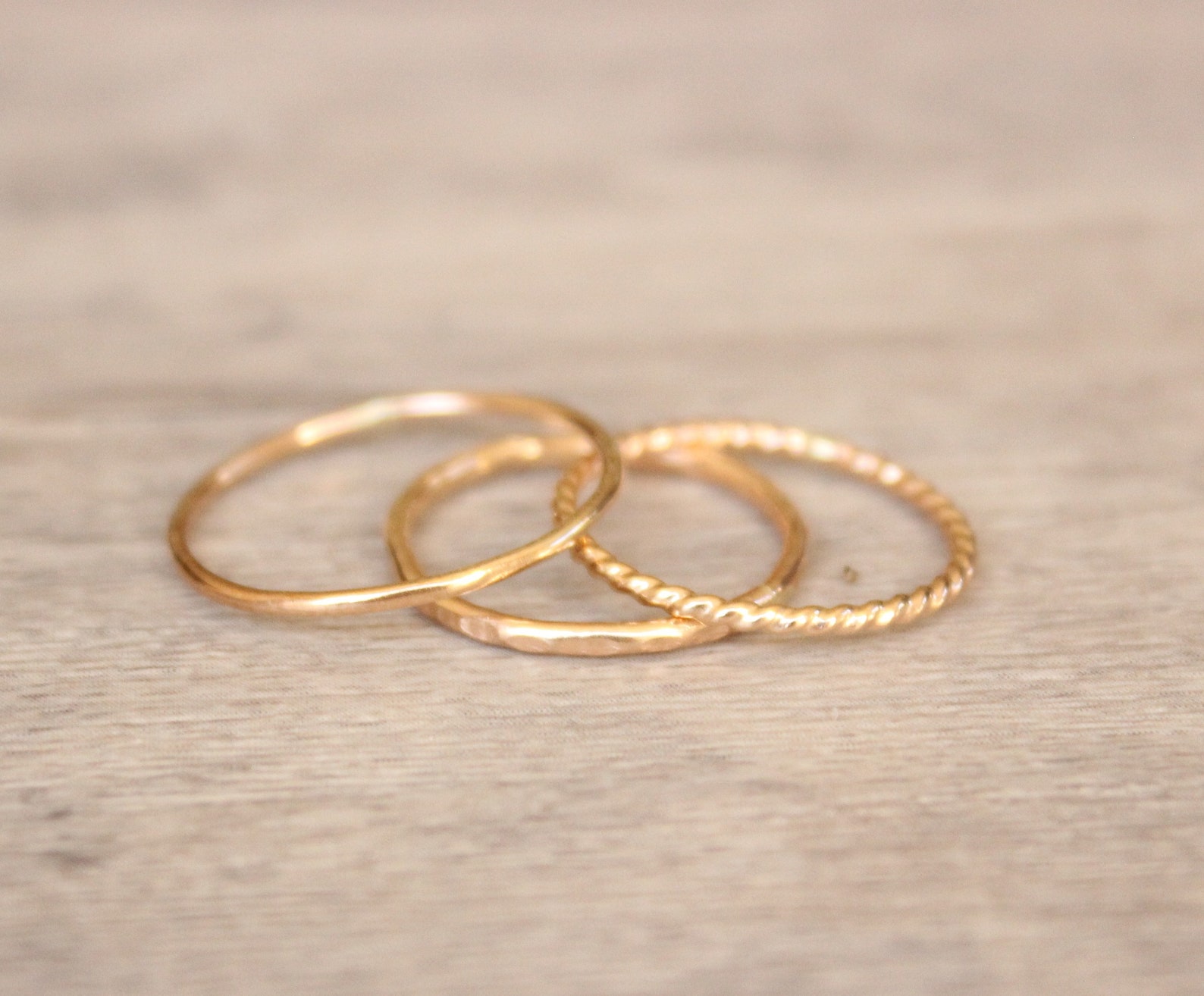 14K Gold Filled Stacking Rings // Set of 3 Simple 14K Gold - Etsy