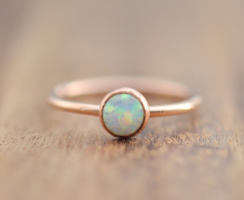 Rose Gold Opal Ring // 14k Rose Gold Filled Opal Ring // - Etsy