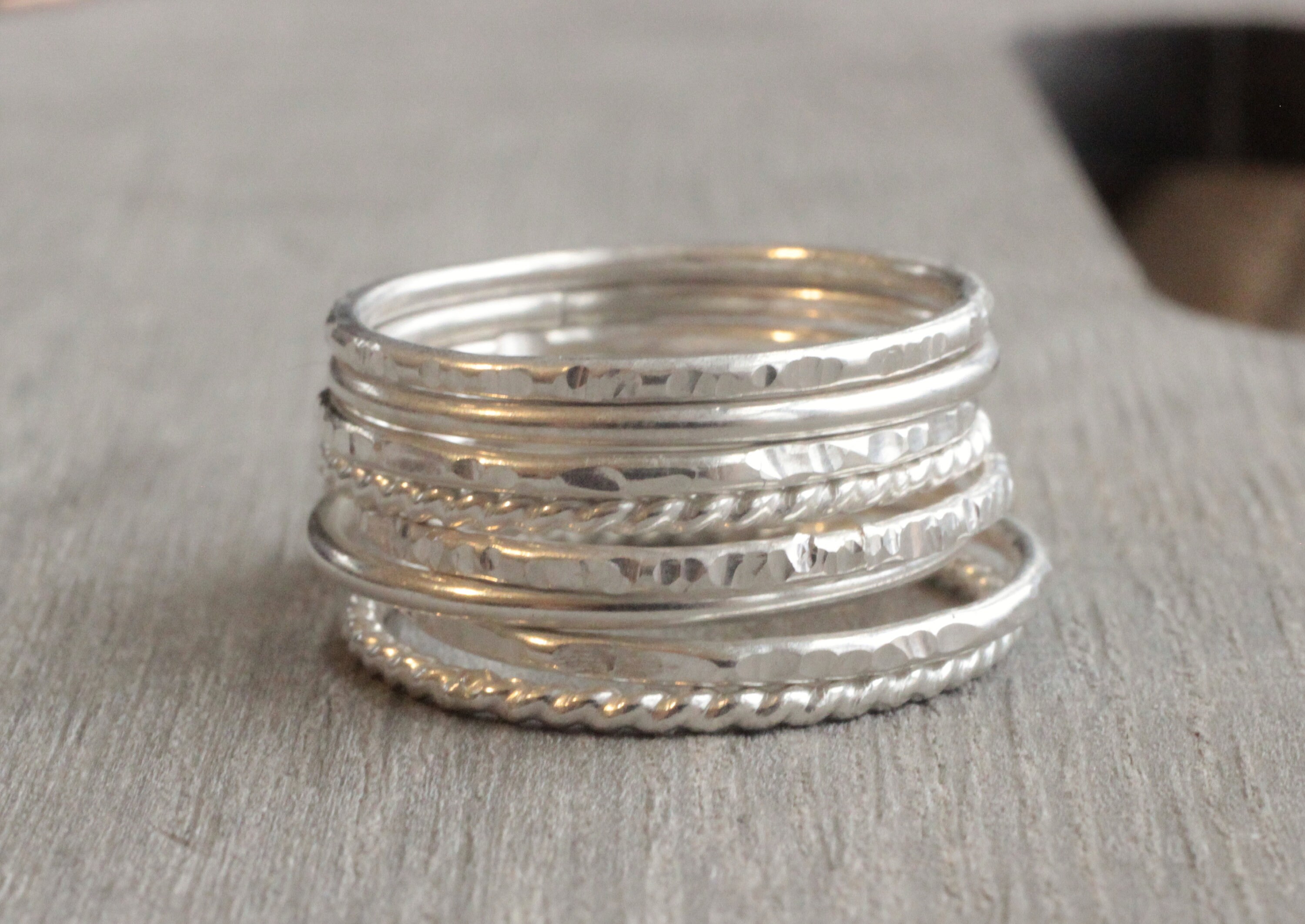 Sterling Silver Stacking Ring Set // Set of 8 Sterling Silver | Etsy