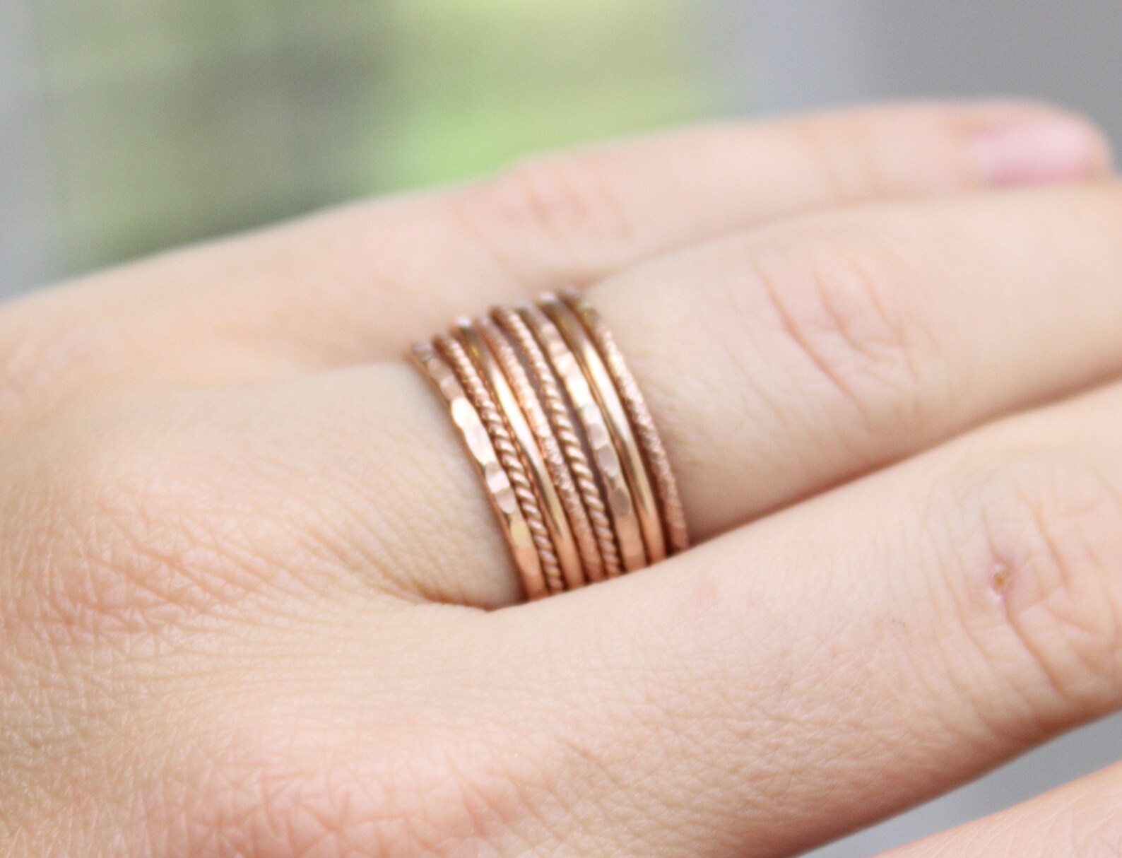 Rose Gold Stacking Ring Set // Set of 8 14K Rose Gold Filled - Etsy