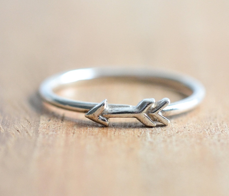 Sterling Silver Arrow Ring: Tiny Cupid Stacking Ring - Etsy