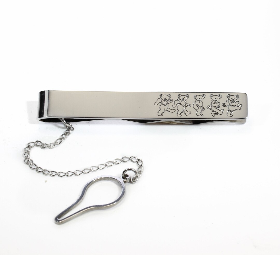 Custom Tie Clip With Chain // Groomsmen Tie Clip // Personalized Father ...