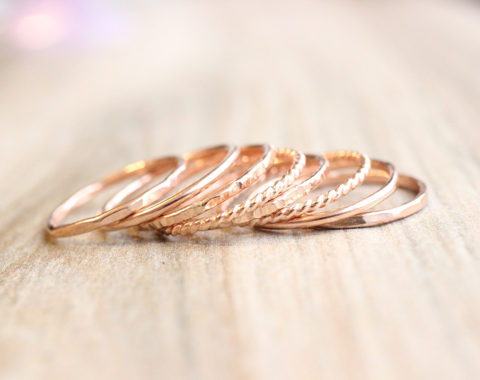 Rose Gold Stacking Ring Set // Set of 8 14K Rose Gold Filled - Etsy
