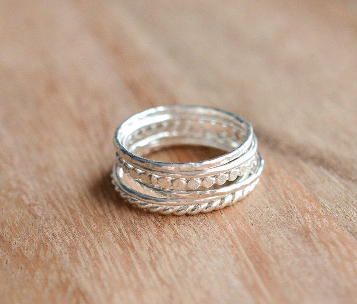 Set of 6 Sterling Silver Stacking Rings // Sterling Silver - Etsy