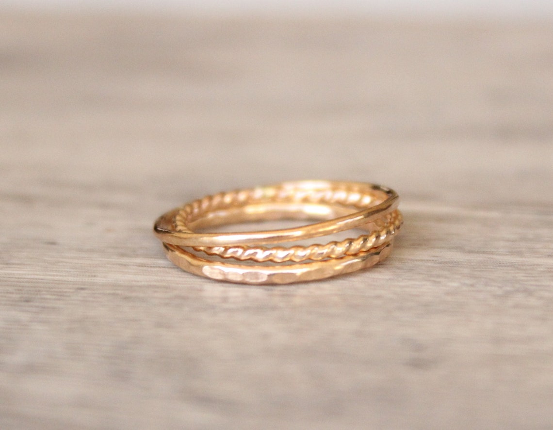14K Gold Filled Stacking Rings // Set of 3 Simple 14K Gold - Etsy