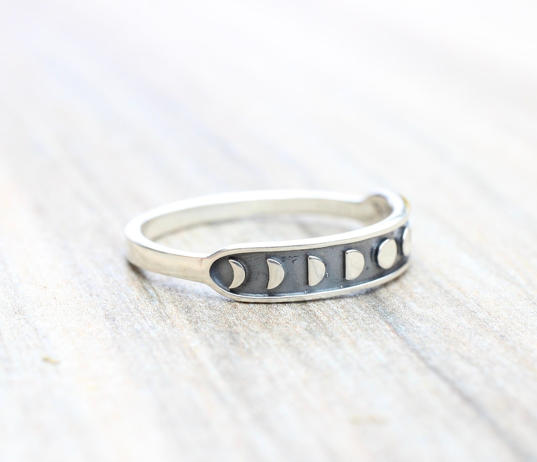 Sterling Silver Moon Phase Ring // Personalized Ring With Custom Inside ...