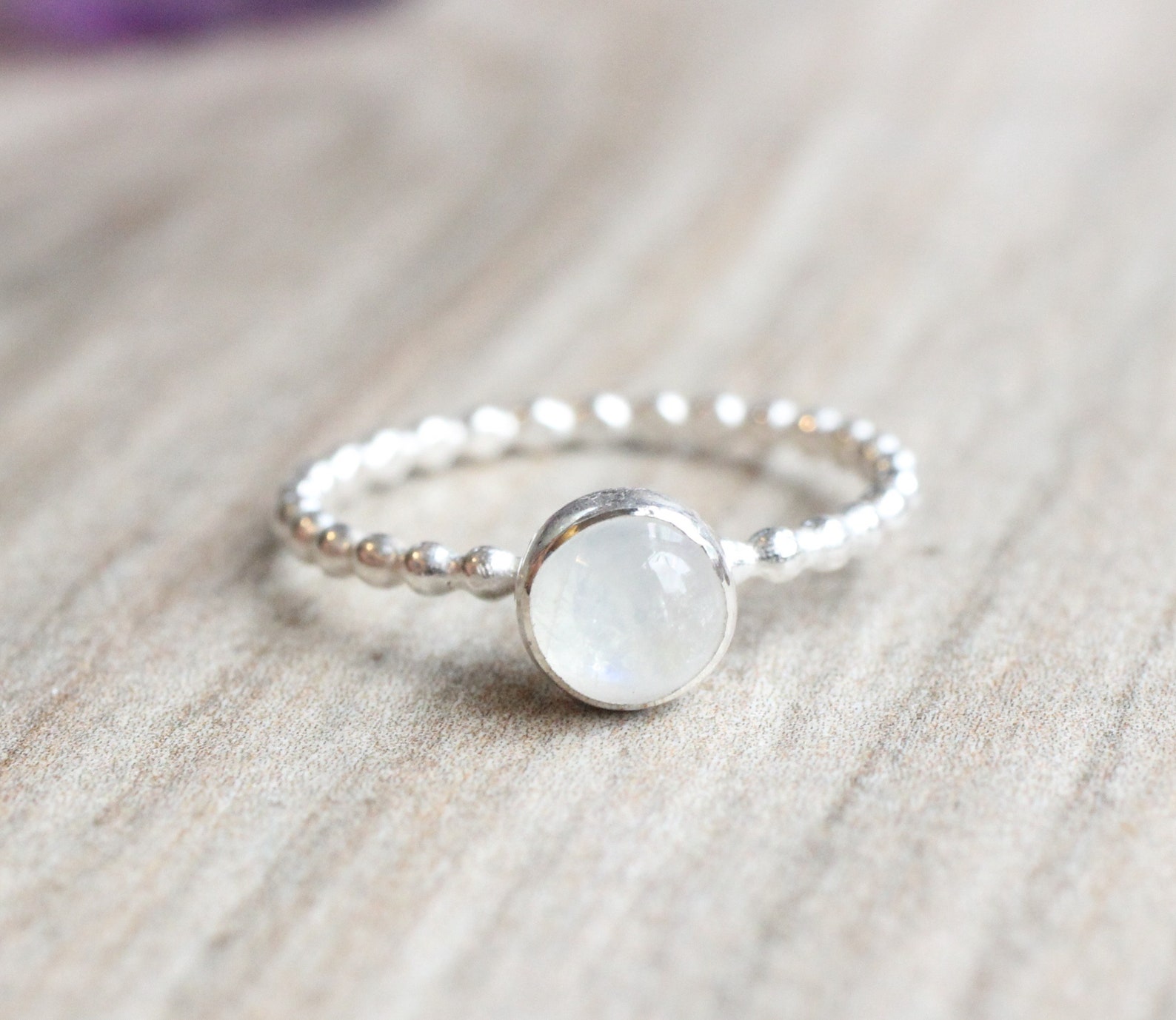 Sterling Silver Moonstone Ring // Silver Rainbow Moonstone - Etsy