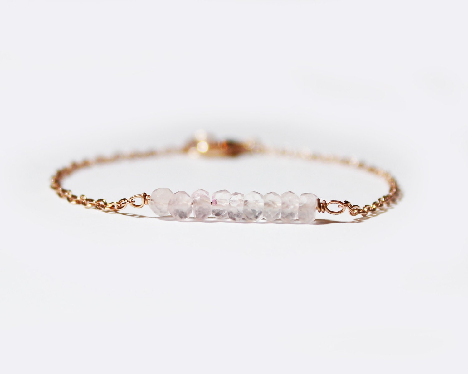 Rose Gold Beaded Bracelet Minimalist Jewelry Birthstone - Etsy