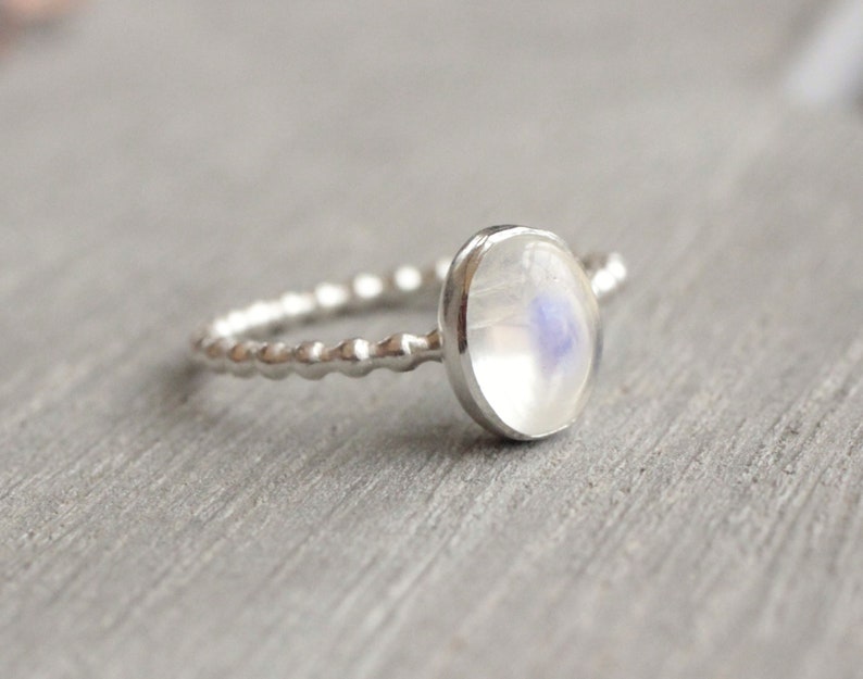 Sterling Silver Moonstone Ring // Rainbow Moonstone Stacking | Etsy