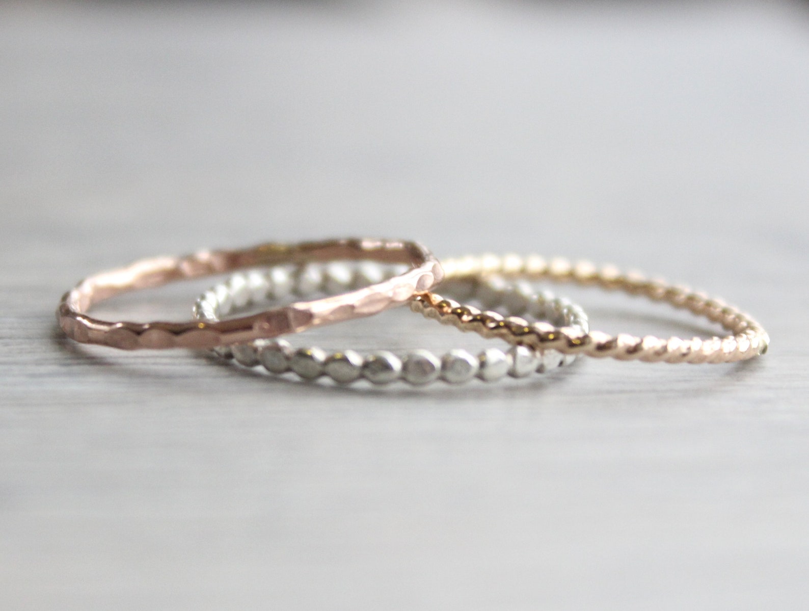 Silver Gold and Rose Gold Stackable Rings // Set of 3 Simple - Etsy