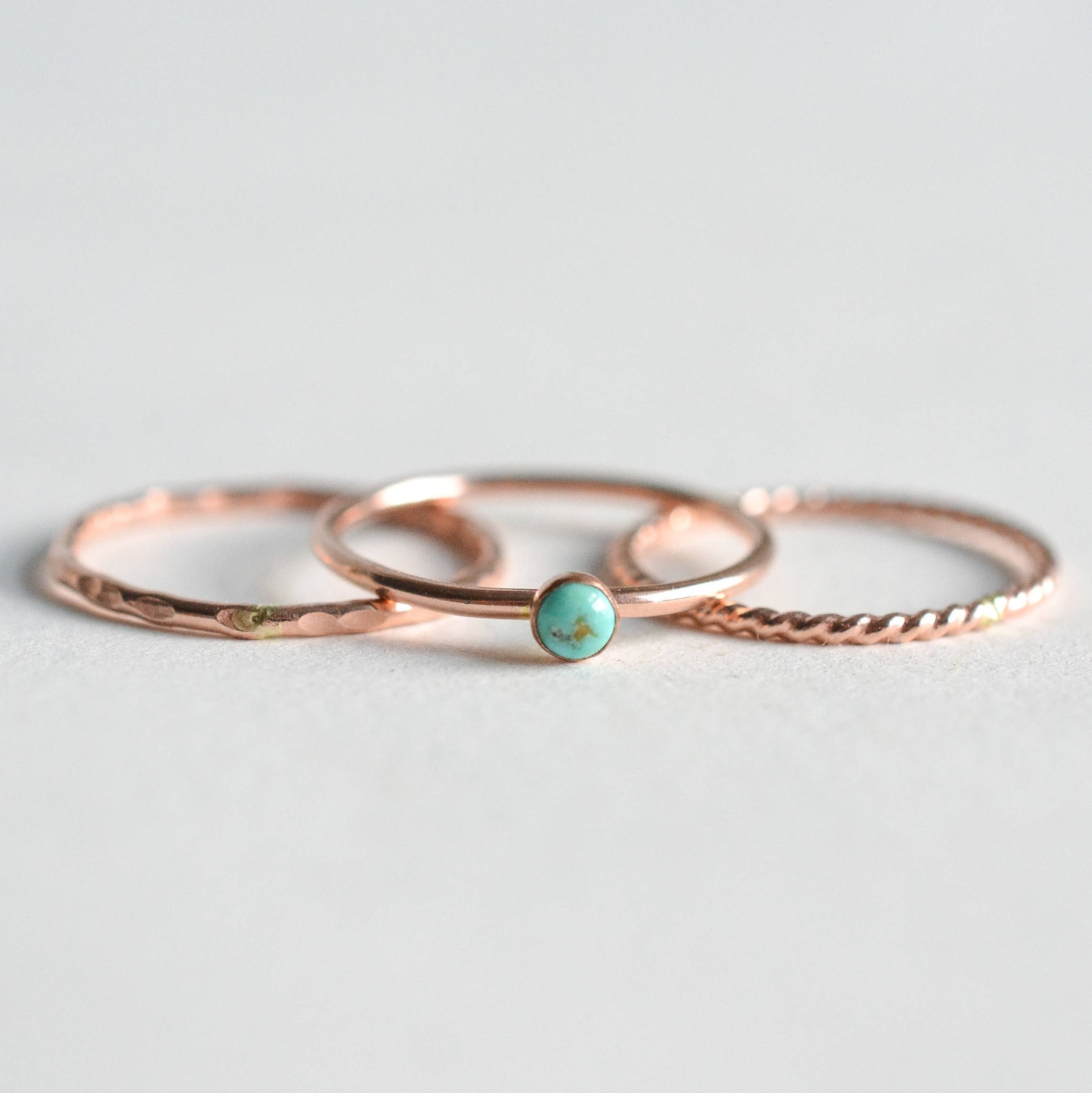 Rose Gold Turquoise Ring Set // 14K Rose Gold Filled Turquoise - Etsy
