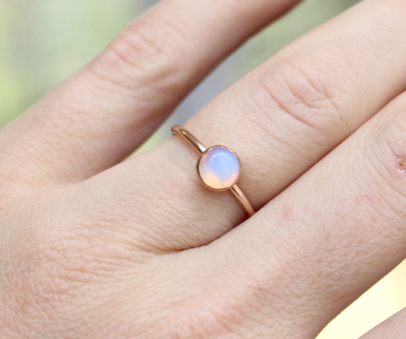 14K Rose Gold Opal Ring // 14k Rose Gold Filled Opalite Ring | Etsy