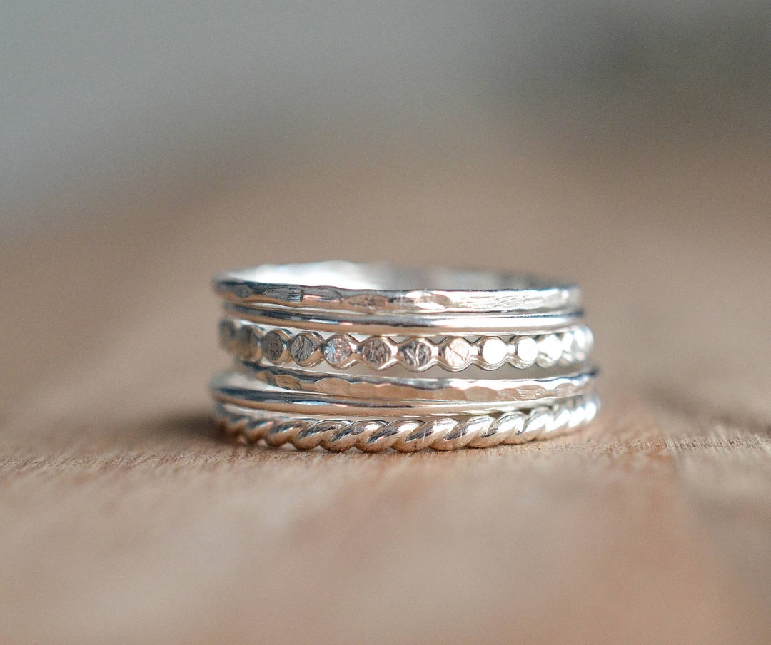 Set of 6 Sterling Silver Stacking Rings // Sterling Silver Stackable ...