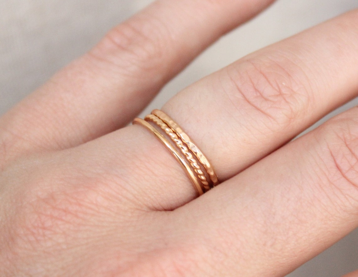 14K Gold Filled Stacking Rings // Set of 3 Simple 14K Gold - Etsy