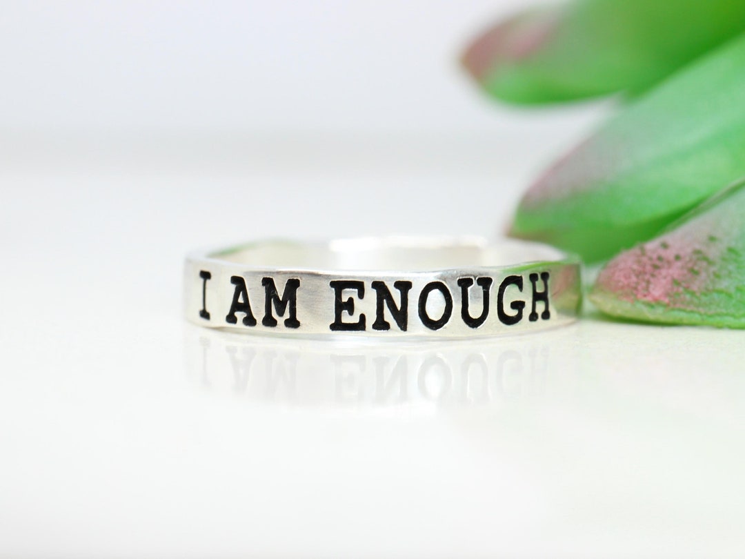 Sterling Silver Affirmation Ring: Engraved Stacking Band - Etsy