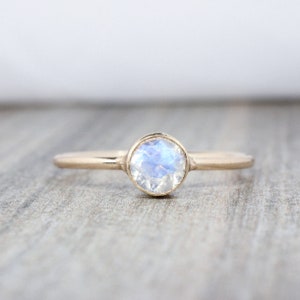 Rainbow Moonstone Stacking Ring in 14K Gold Filled // 5mm Faceted ...