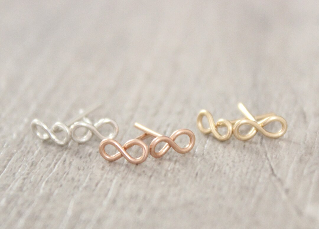 Tiny Gold Infinity Earrings // Gold, Rose Gold or Sterling Silver ...
