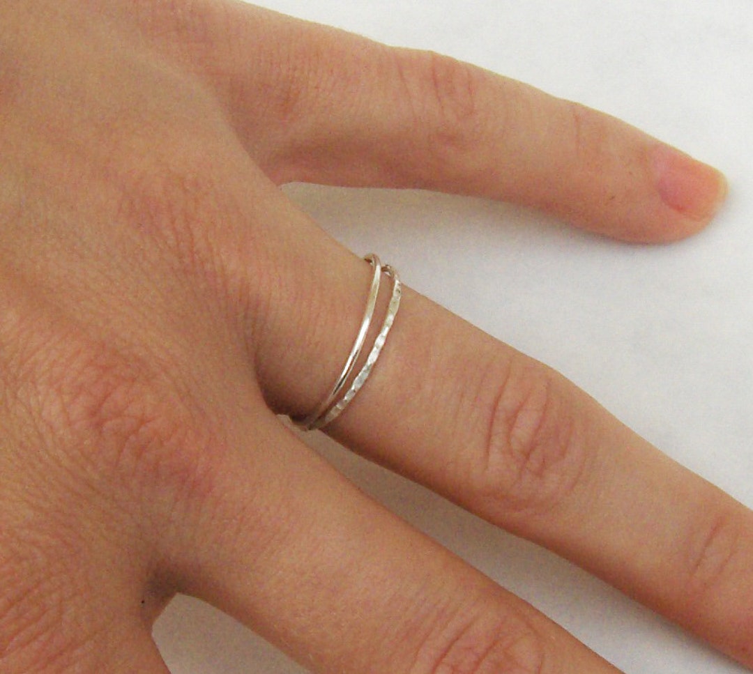 Set of 2 Simple Thin Sterling Silver Rings - Stackable - Etsy