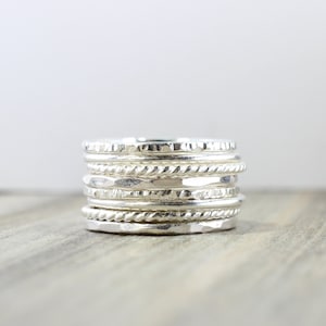 Sterling Silver Stacking Ring Set // Set of 8 Sterling Silver Stacking ...