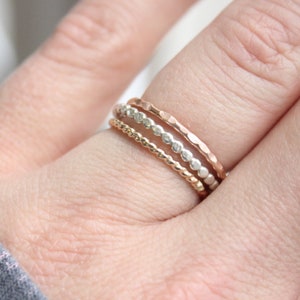 Silver Gold and Rose Gold Stackable Rings // Set of 3 Simple Sterling ...
