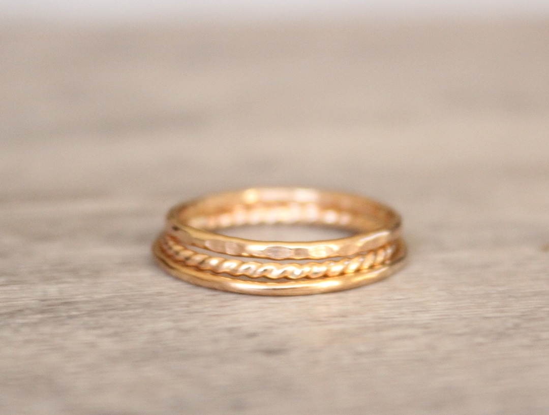 14K Gold Filled Stacking Rings // Set of 3 Simple 14K Gold Filled ...