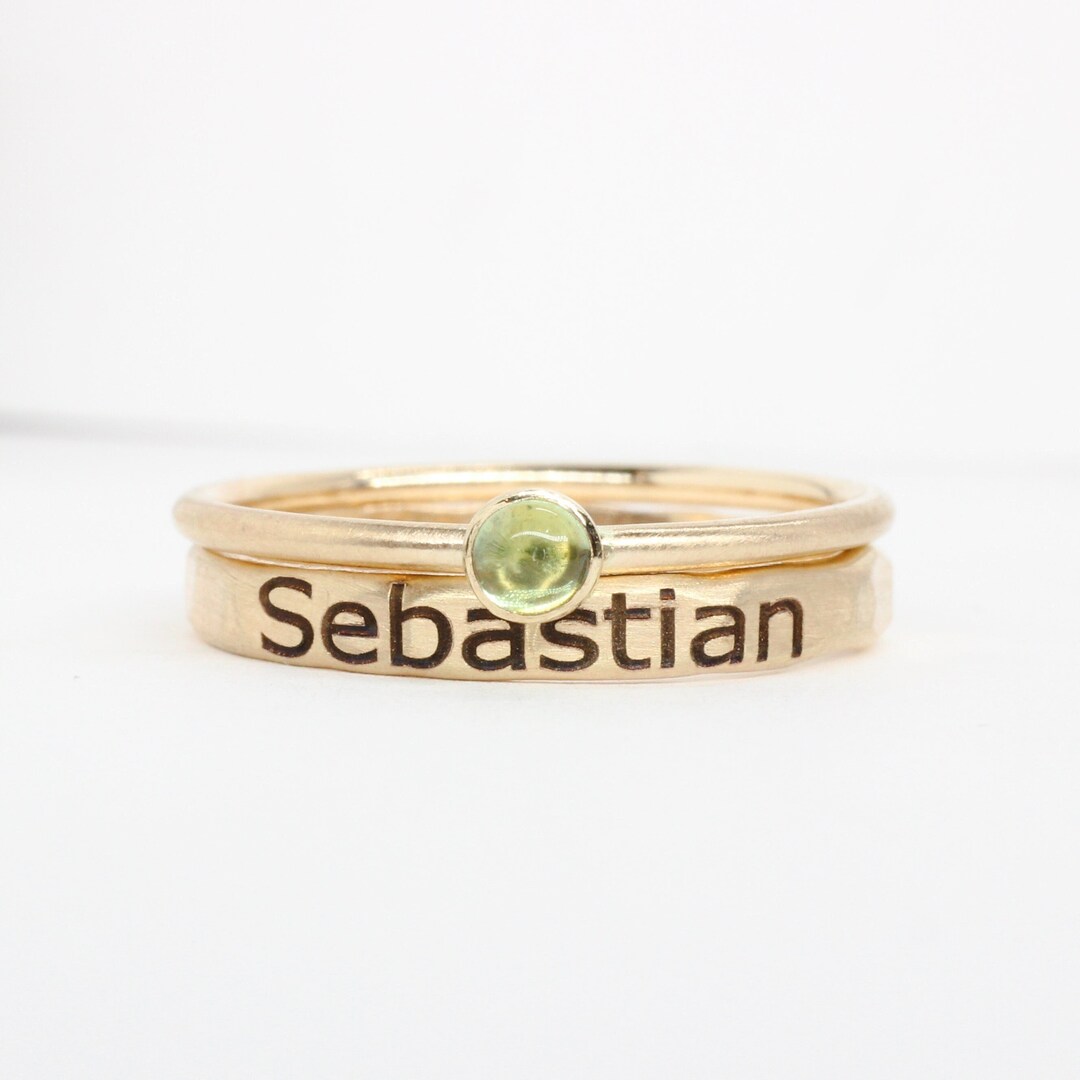 Gold Name Ring With Peridot Gemstone // Personalize Handmade Jewelry ...