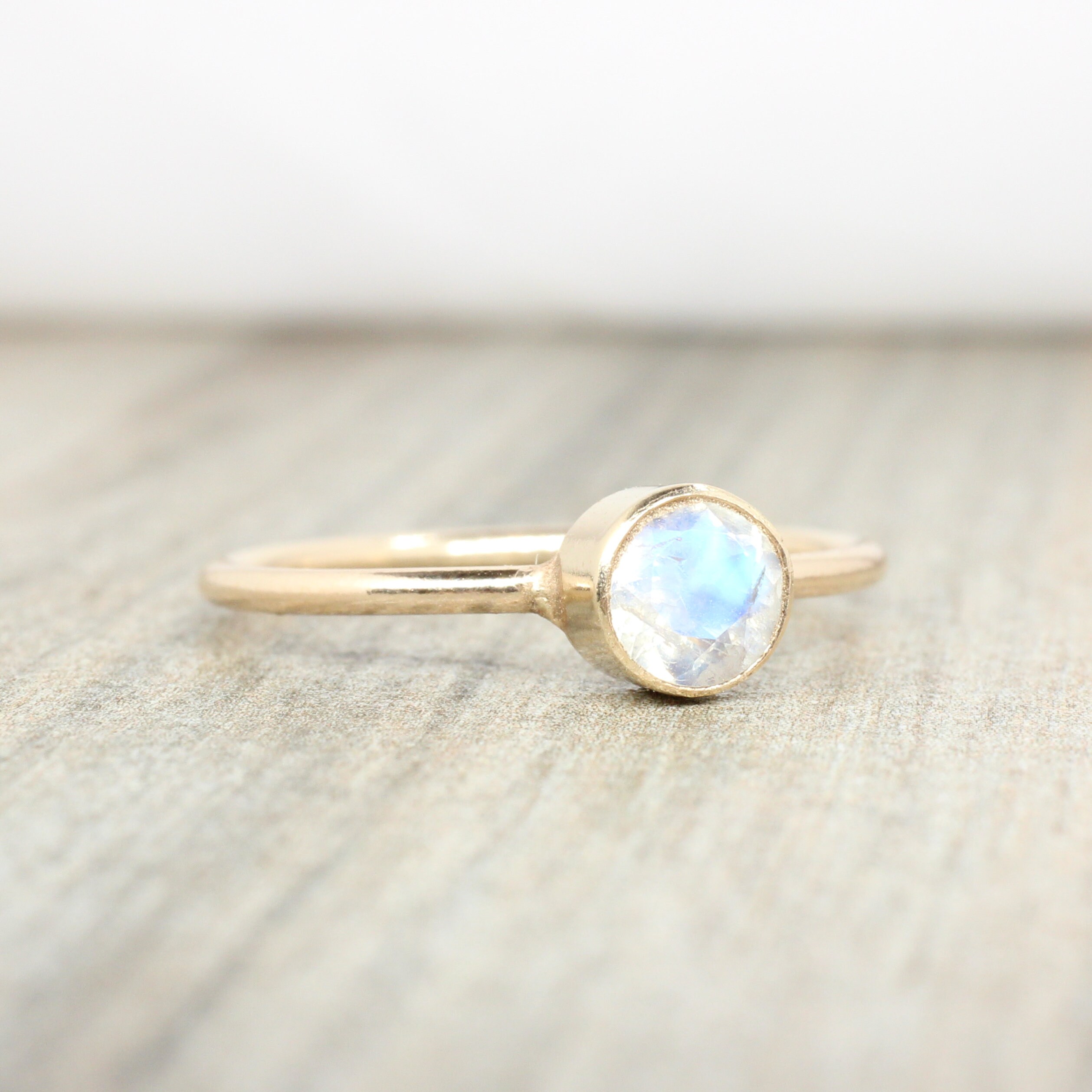 Rainbow Moonstone Stacking Ring in 14K Gold Filled // 5mm Faceted ...