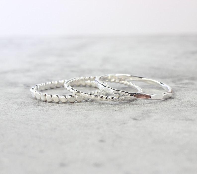 Sterling Silver Stacking Rings // Set of 3 Simple Stacking - Etsy