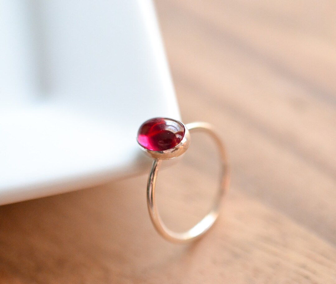 Sterling Silver Ruby Ring // Lab Created Ruby Stacking Ring // July Birthstone Ring // Ruby ...