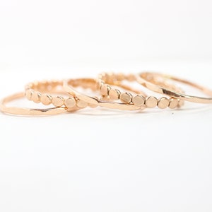 14k Gold Filled Stacking Rings // Set of 5 Stackable Ring Set With 2 ...