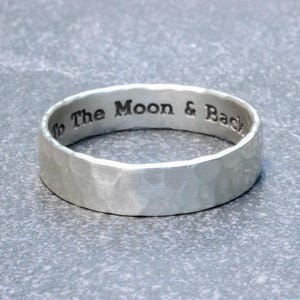 Hidden Message Ring // Hammered Sterling Silver Ring // 5mm Men’s ...