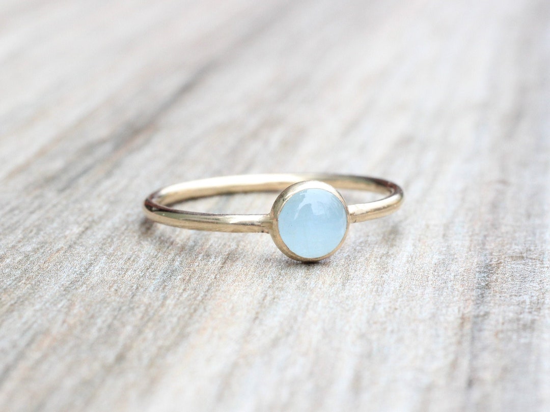 Aquamarine Ring // Gold Gemstone Ring // Gold March Birthstone Ring ...