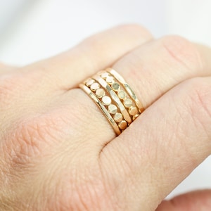 14k Gold Filled Stacking Rings // Set of 5 Stackable Ring Set With 2 ...