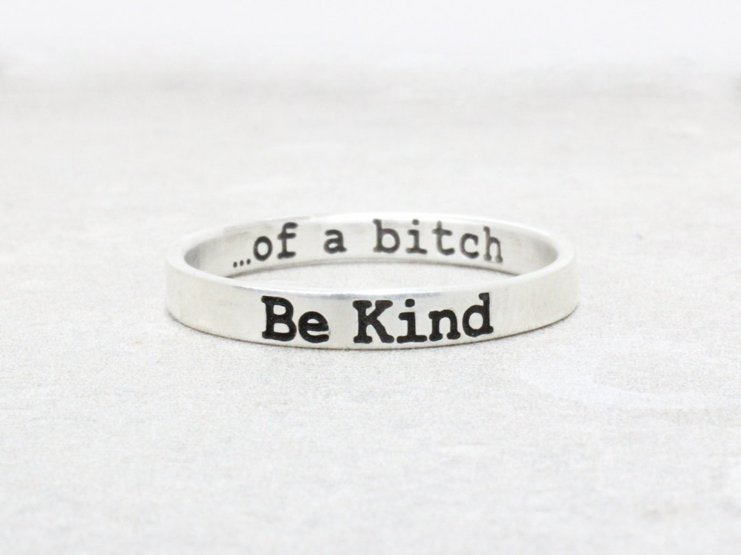 Be Kind Engraved Sterling Silver Ring - Personalized Stacking Ring - Etsy