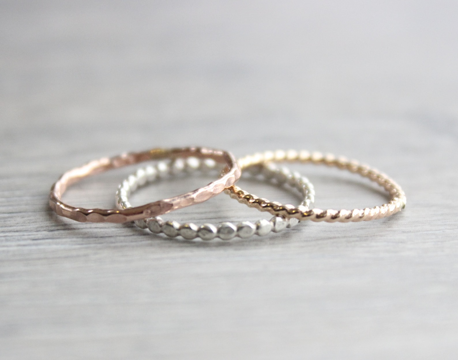 Silver Gold and Rose Gold Stackable Rings // Set of 3 Simple - Etsy