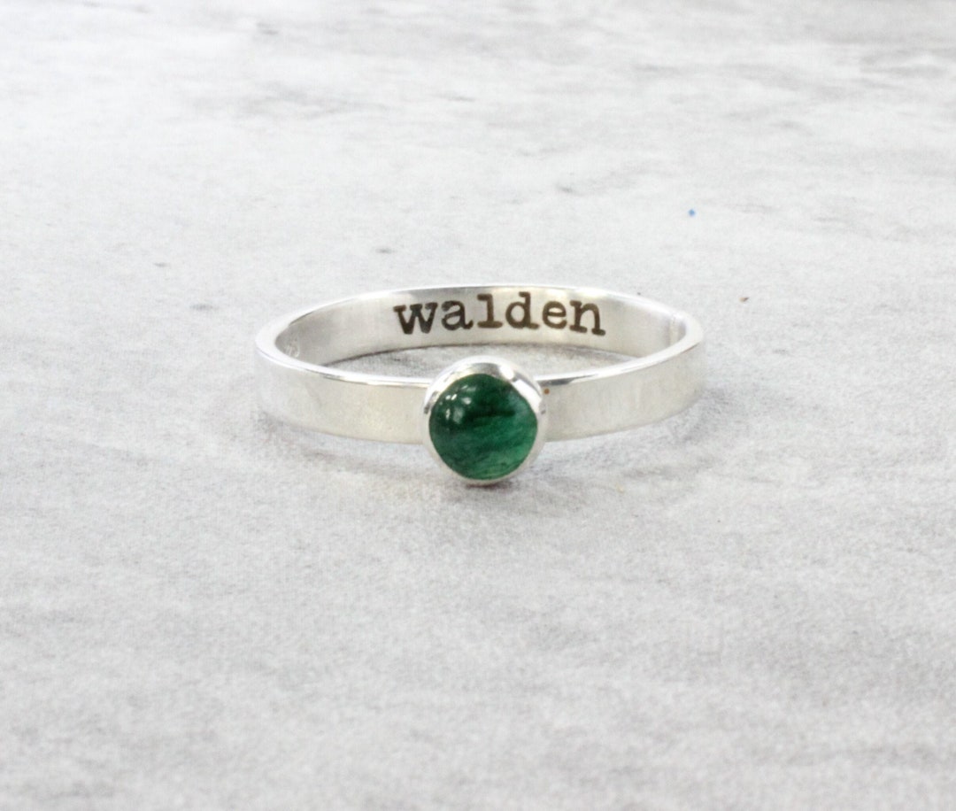 Sterling Silver Name Ring With Birthstone // Inside Engraved Ring ...