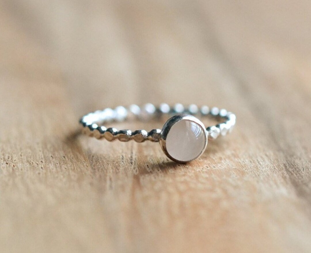 Sterling Silver Rose Quartz Ring // Silver Rose Quartz Stacking Ring ...