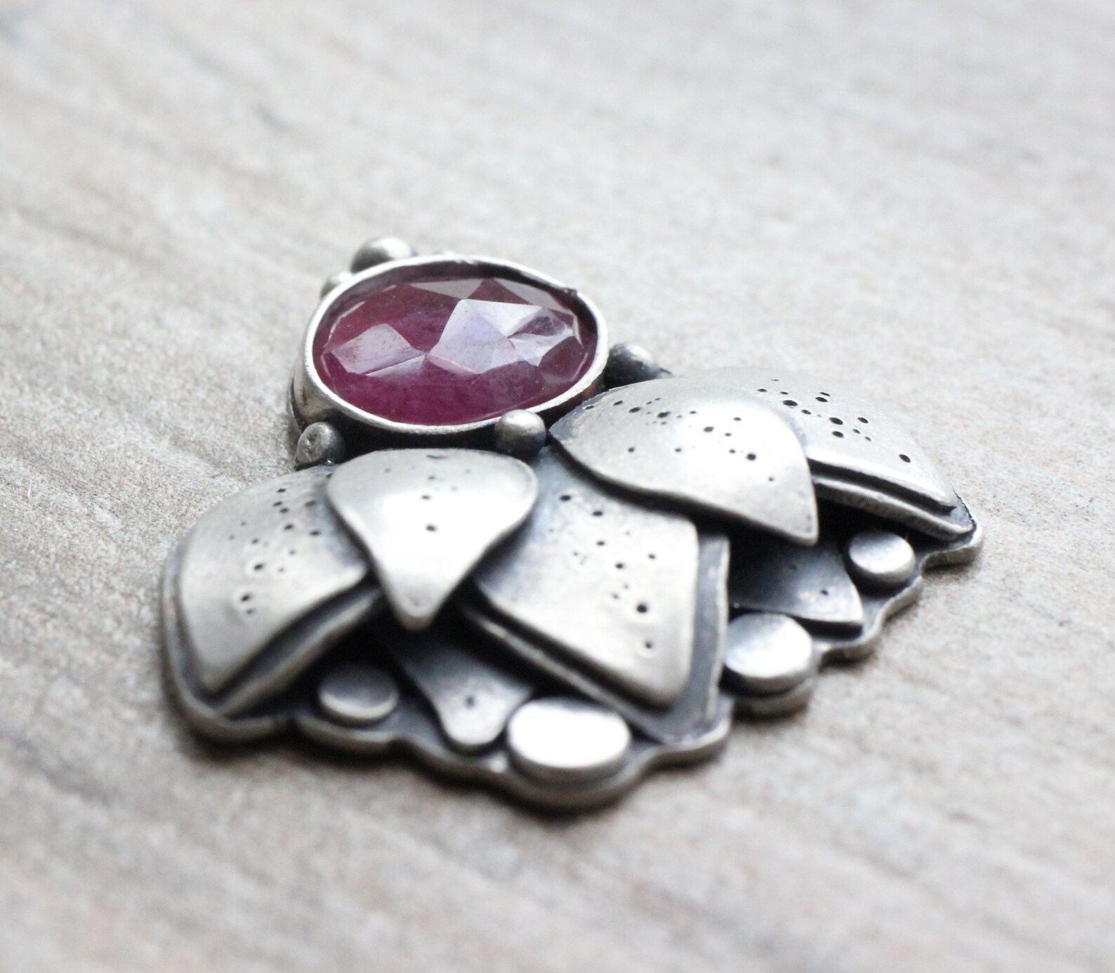 Sterling Silver Ruby Necklace // Natural Ruby Unique Necklace | Etsy