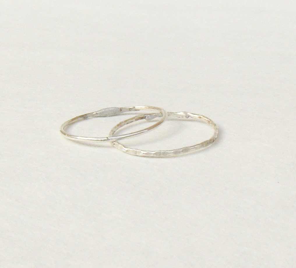 Set of 2 Simple Thin Sterling Silver Rings - Stackable - Etsy