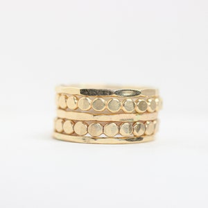 14k Gold Filled Stacking Rings // Set of 5 Stackable Ring Set With 2 ...