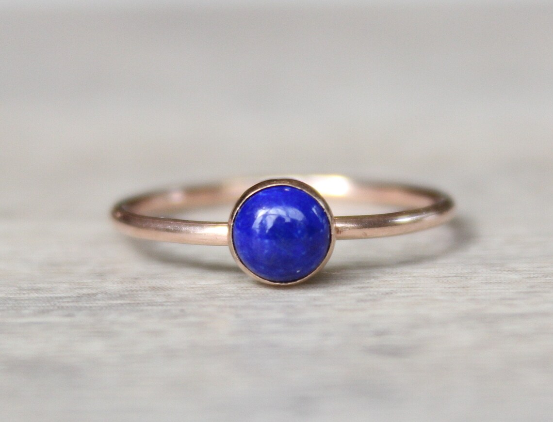 Rose Gold Lapis Ring // 14k Rose Gold Filled Lapis Lazuli Ring | Etsy