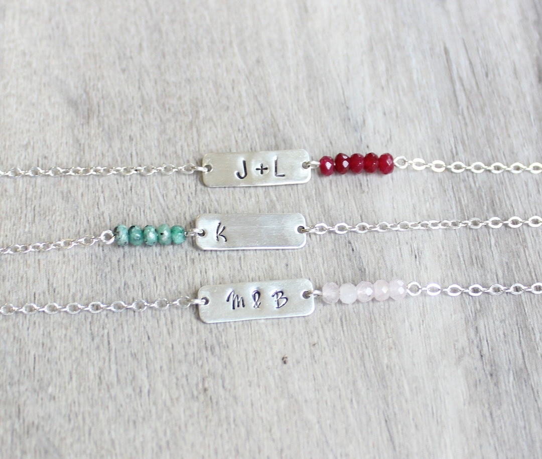 Initial Bar Bracelet // Custom Name Bracelet // Personalized Letter ...