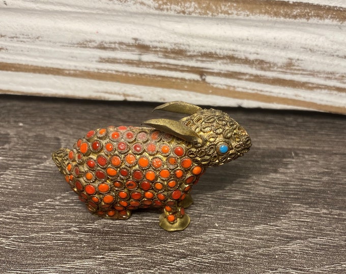 Vintage Tibetan Nepalese Brass Filigree Turquoise & Coral Glass Bead ...