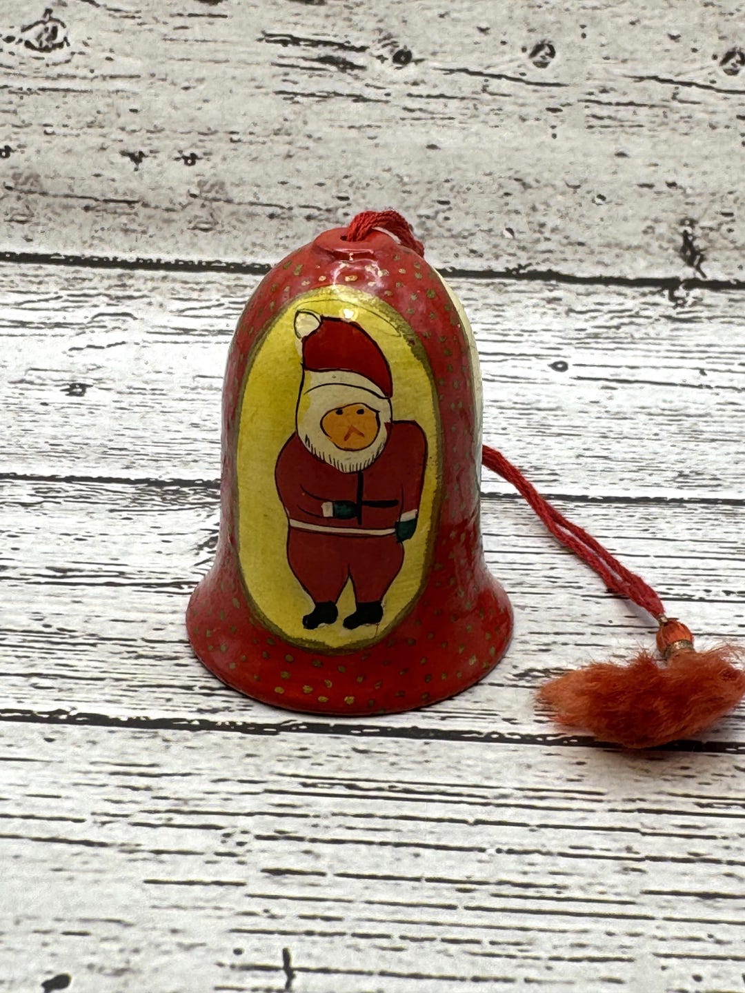 Vintage Hand Painted Christmas Bell- Small and Lightweight With Santa ...