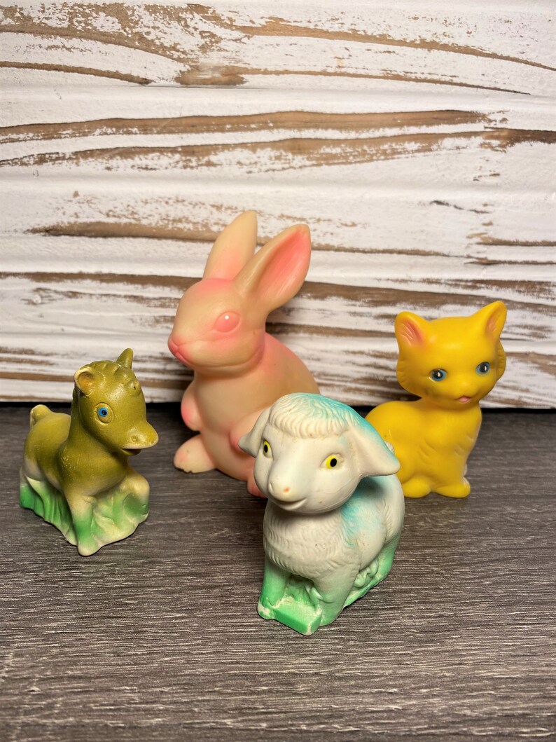 Vintage Rubber Animal Squeak Toys Set of 4: Bunny Rabbit - Etsy