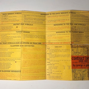 Vintage Contract Bridge Bidding Chart by George S. Gooden- Fold Out Mid ...