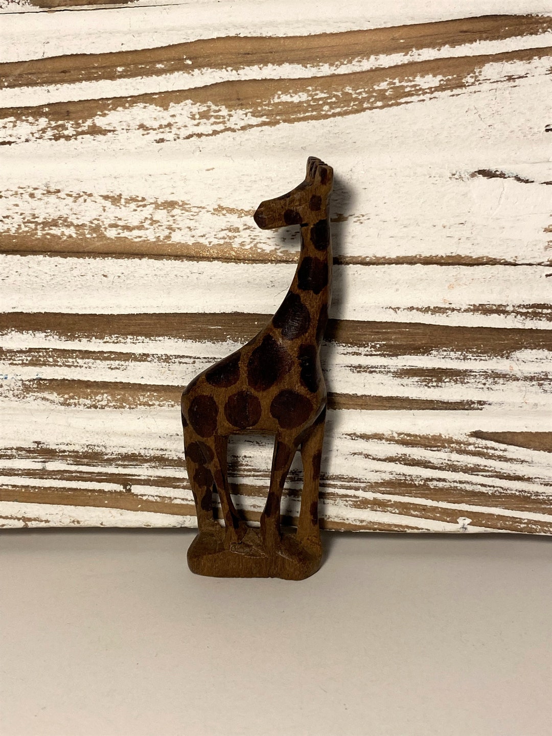 Vintage Natural Wood Carved Giraffe Handmade Figure 4 Tall - Etsy