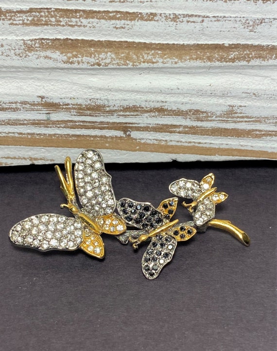 Vintage Three Butterflies/ Butterfly Family Pin Brooc… - Gem